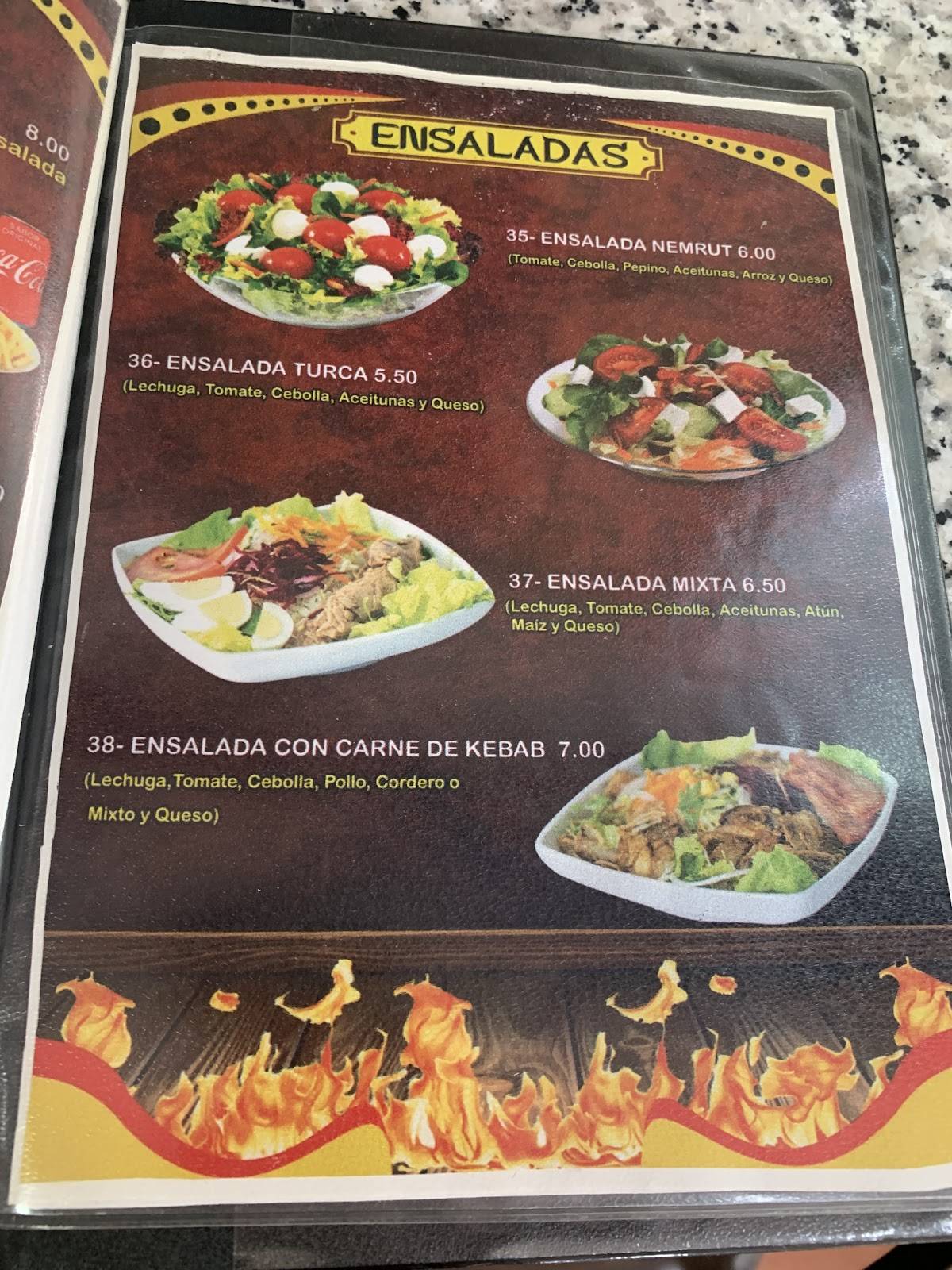 Menu at City Kebab restaurant, Madrid, C. de la Cruz, 10