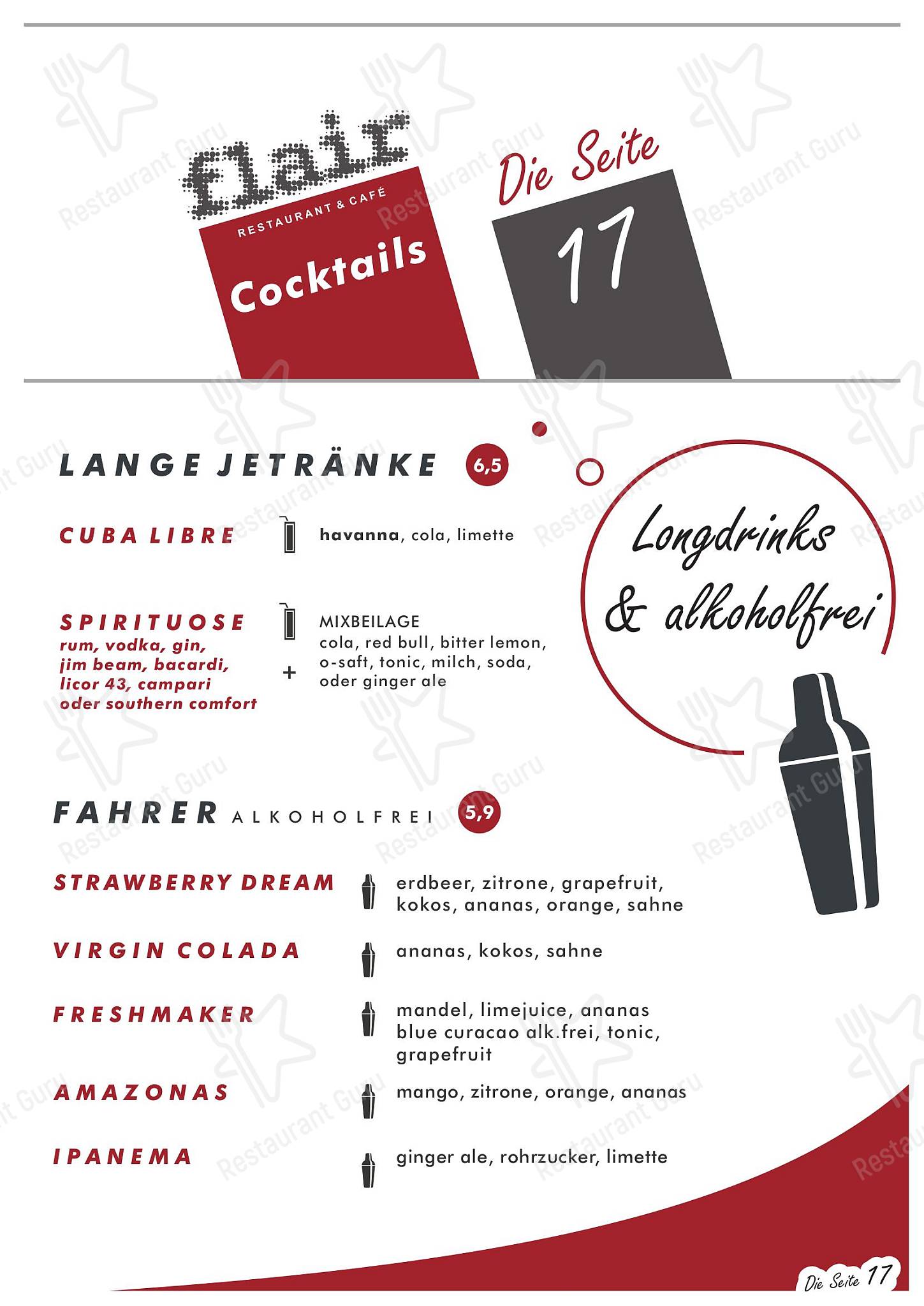 Speisekarte von Flair - Restaurant & Café, Magdeburg