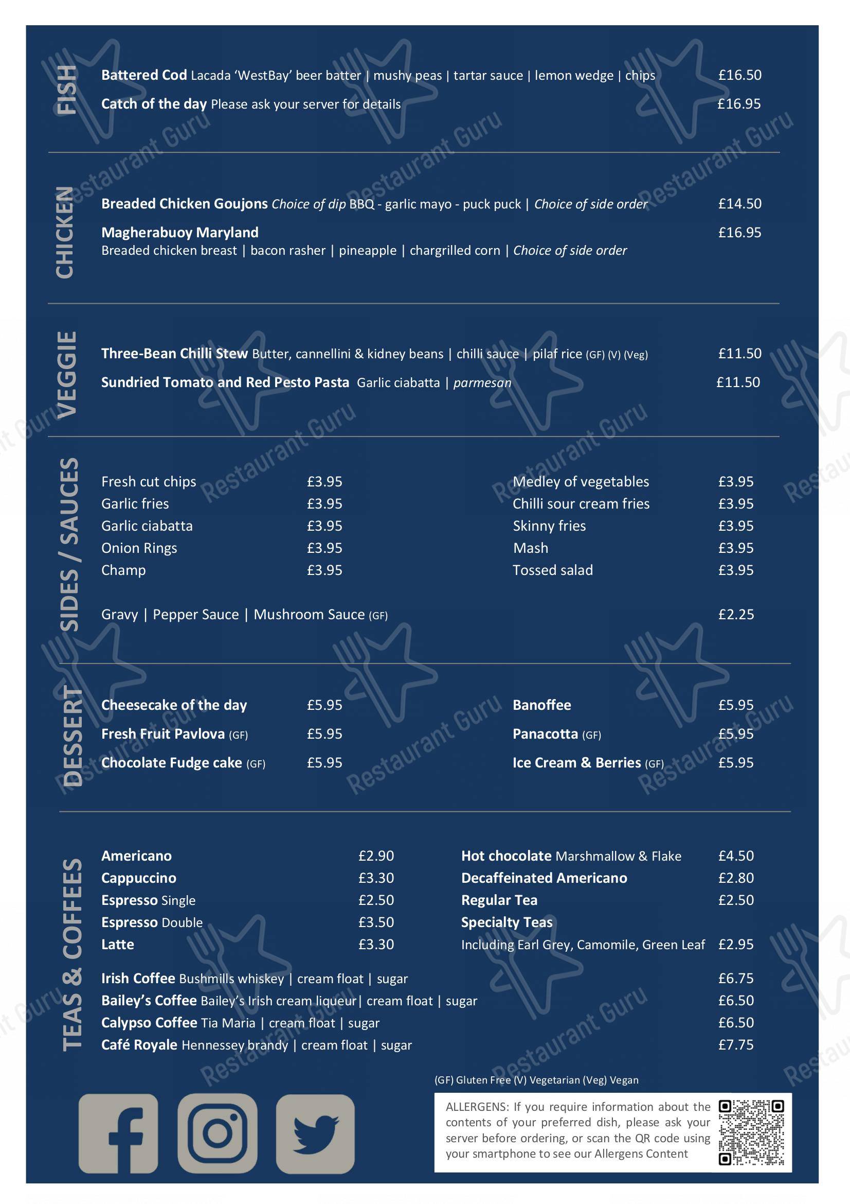Menu at Magherabuoy House Hotel restaurant, Portrush