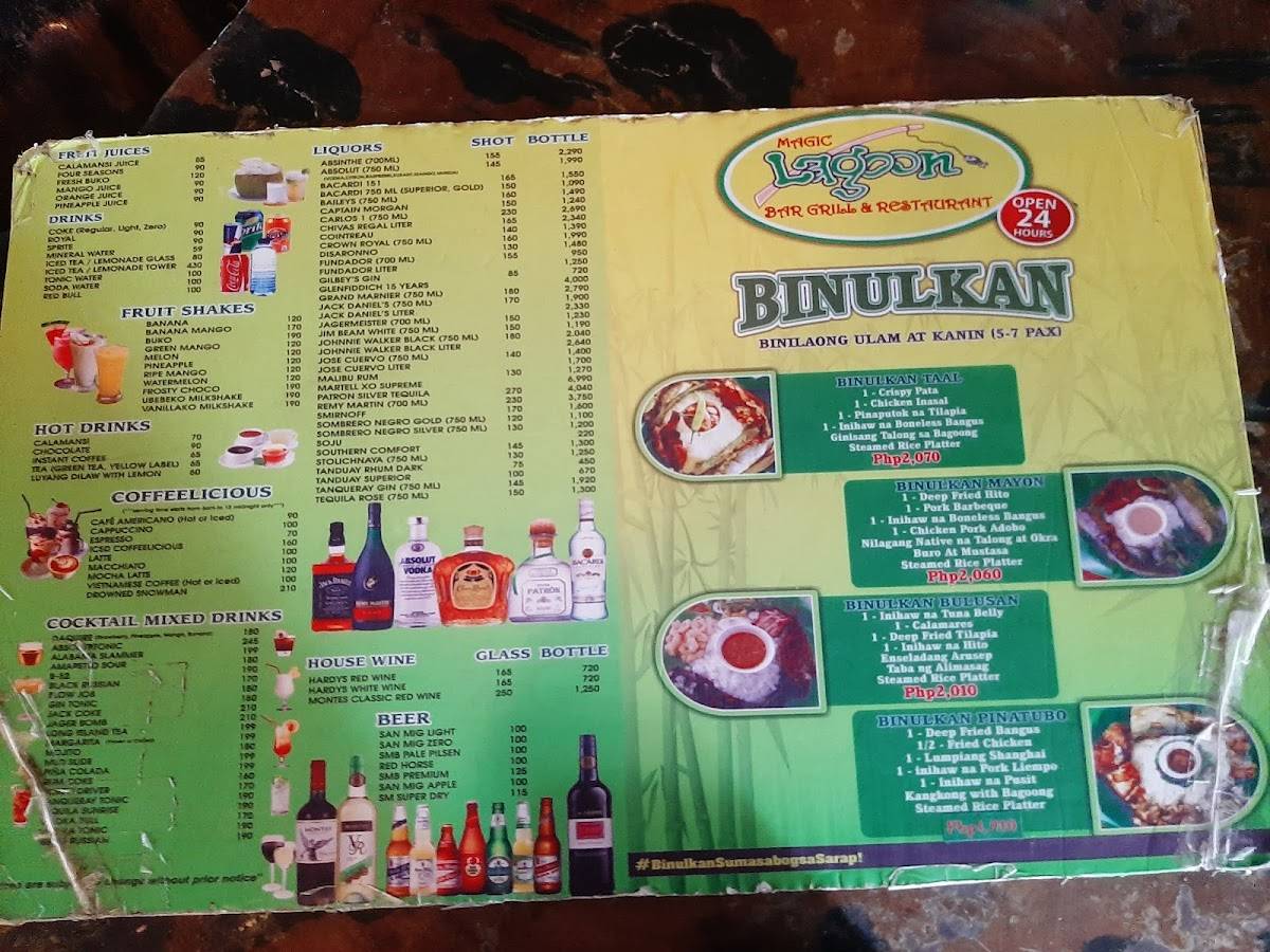 Menu at Magic Lagoon Bar, Subic Bay Freeport Zone, Bldg. 716