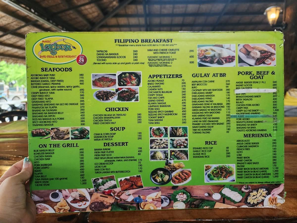 Menu at Magic Lagoon Bar, Subic Bay Freeport Zone, Bldg. 716