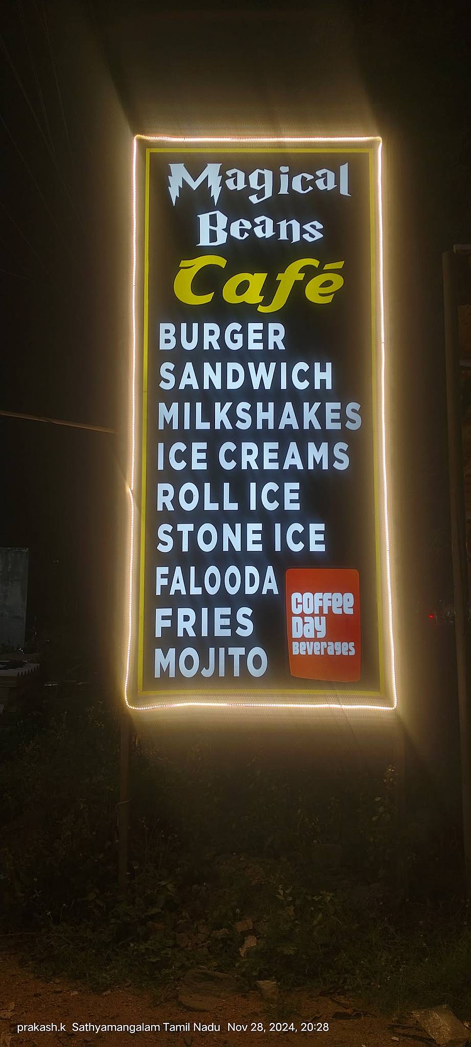 Menu at Magical Beans Cafe, Sathyamangalam