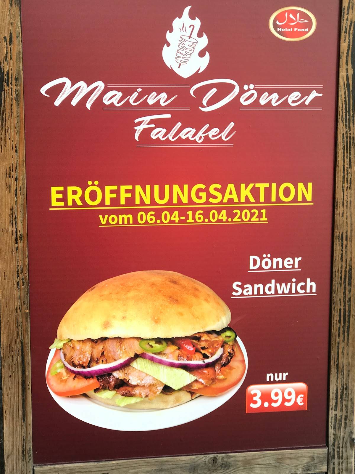 Speisekarte von Main Döner & Falafel restaurant, Frankfurt am Main