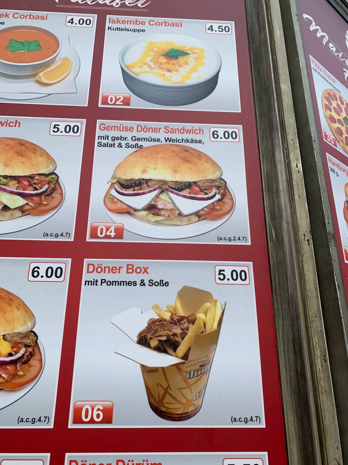 Speisekarte von Main Döner & Falafel restaurant, Frankfurt am Main