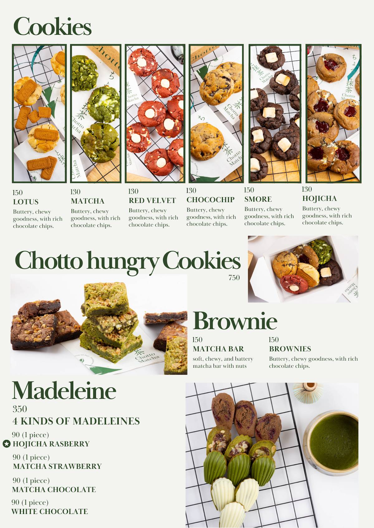 Menu at Chotto Matcha cafe, Makati