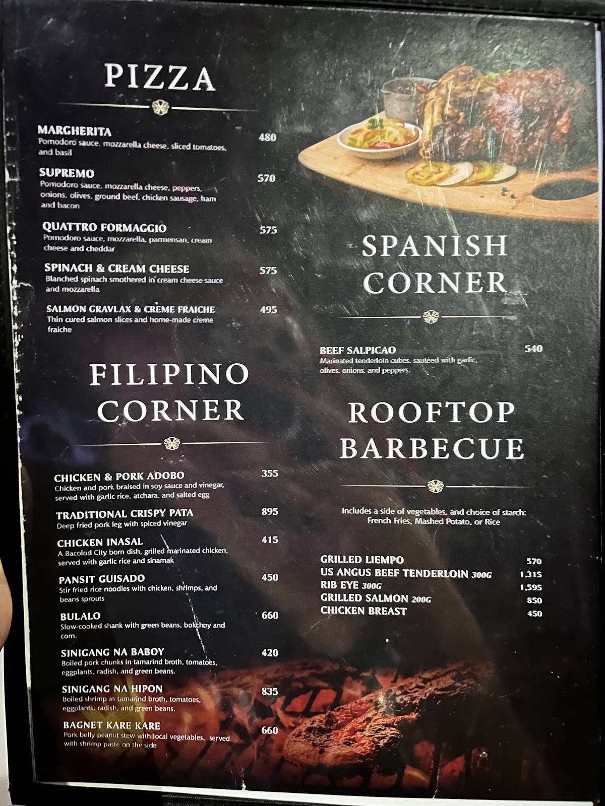 Menu at Firefly Roofdeck Restaurant, Makati, Makati