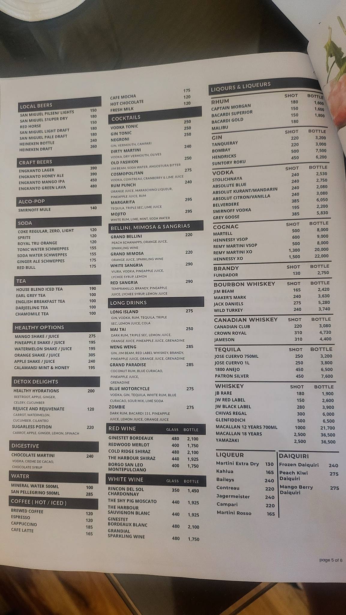Menu at Firefly Roofdeck Restaurant, Makati, Makati