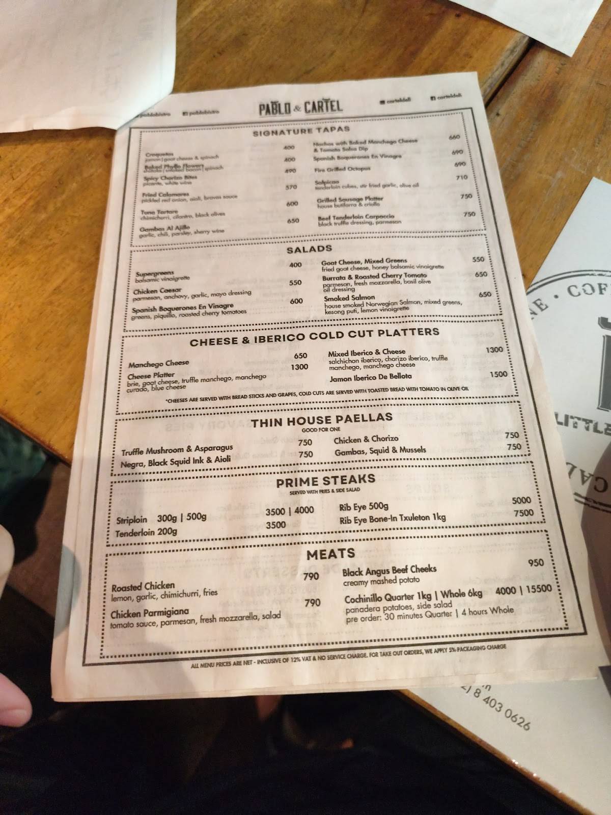Menu at Pablo Bistro restaurant, Makati, Salcedo Village