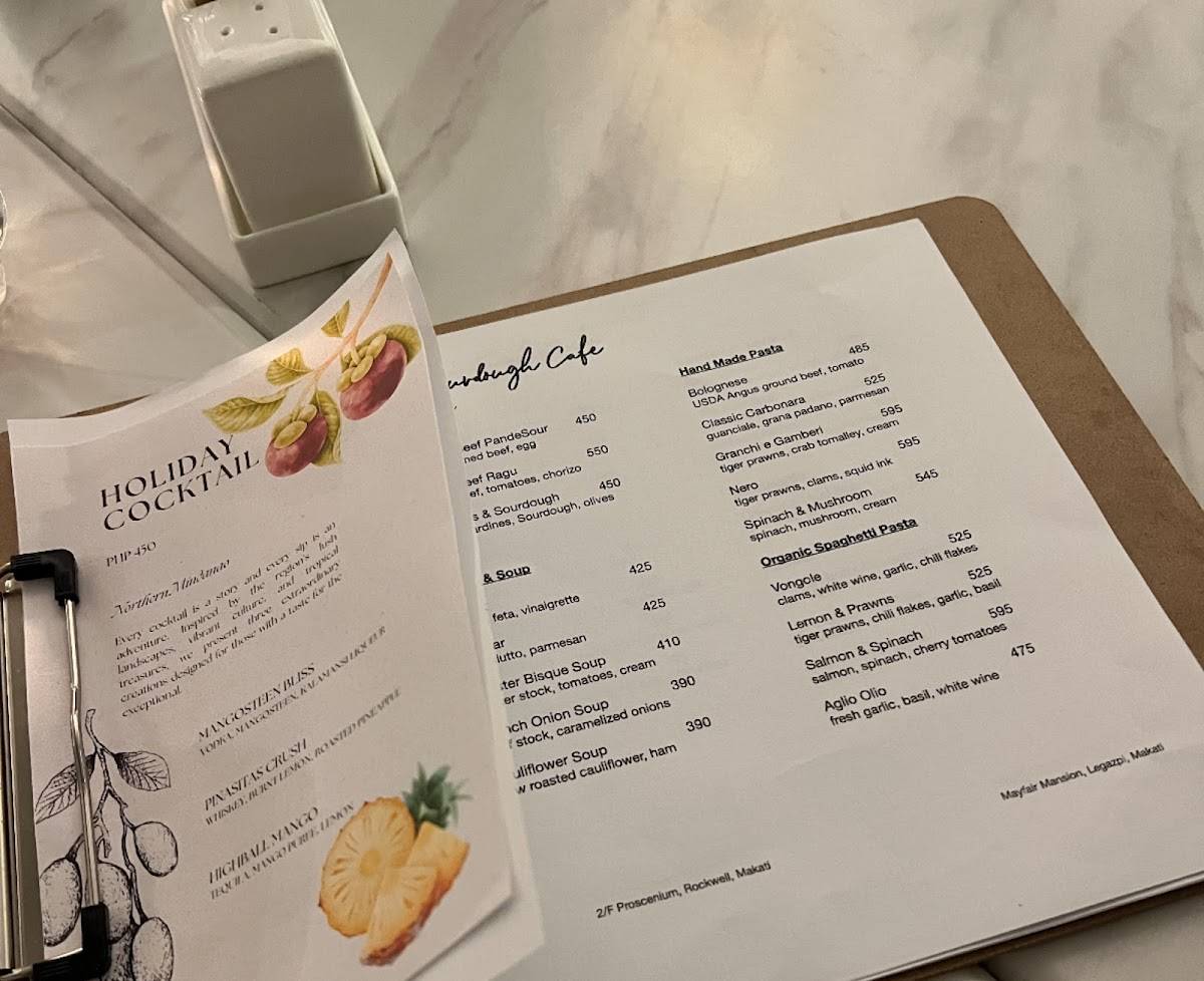 Menu at Sourdough Cafe Proscenium Rockwell, Makati