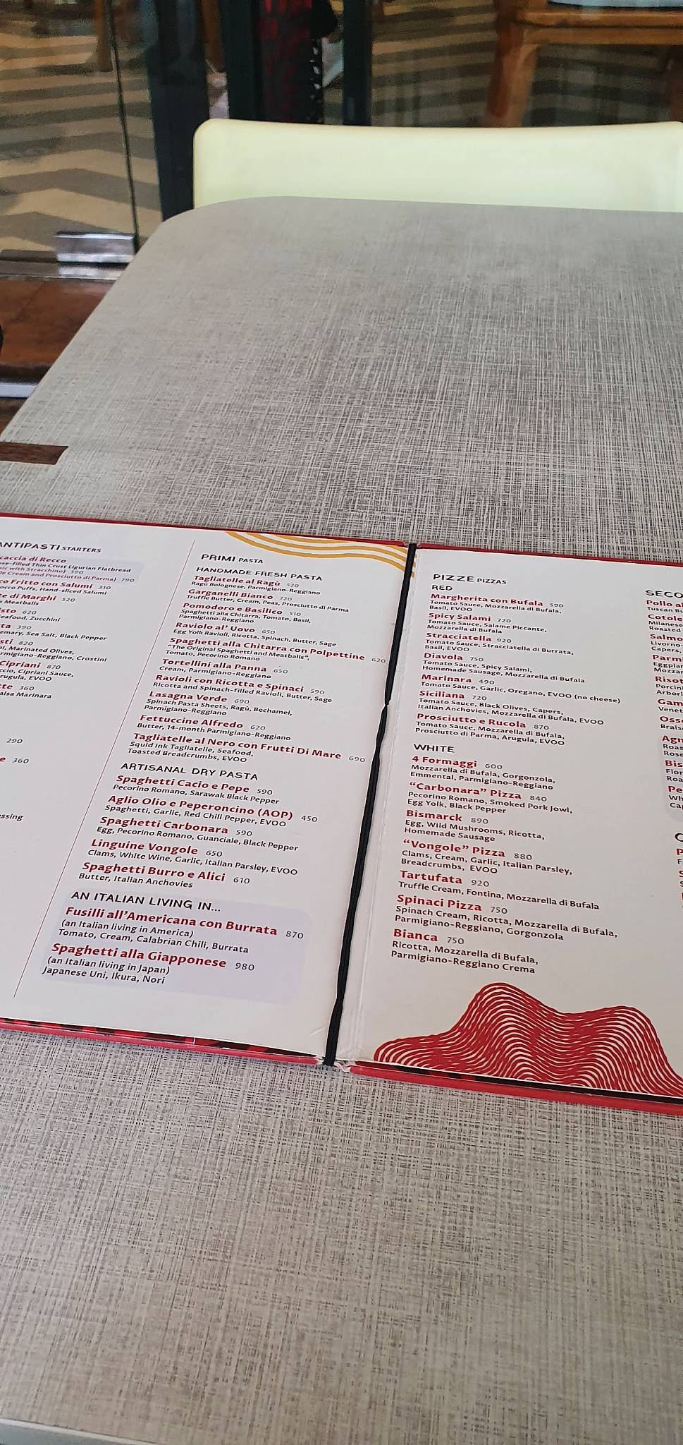 Menu at a mano Rockwell pizzeria, Makati