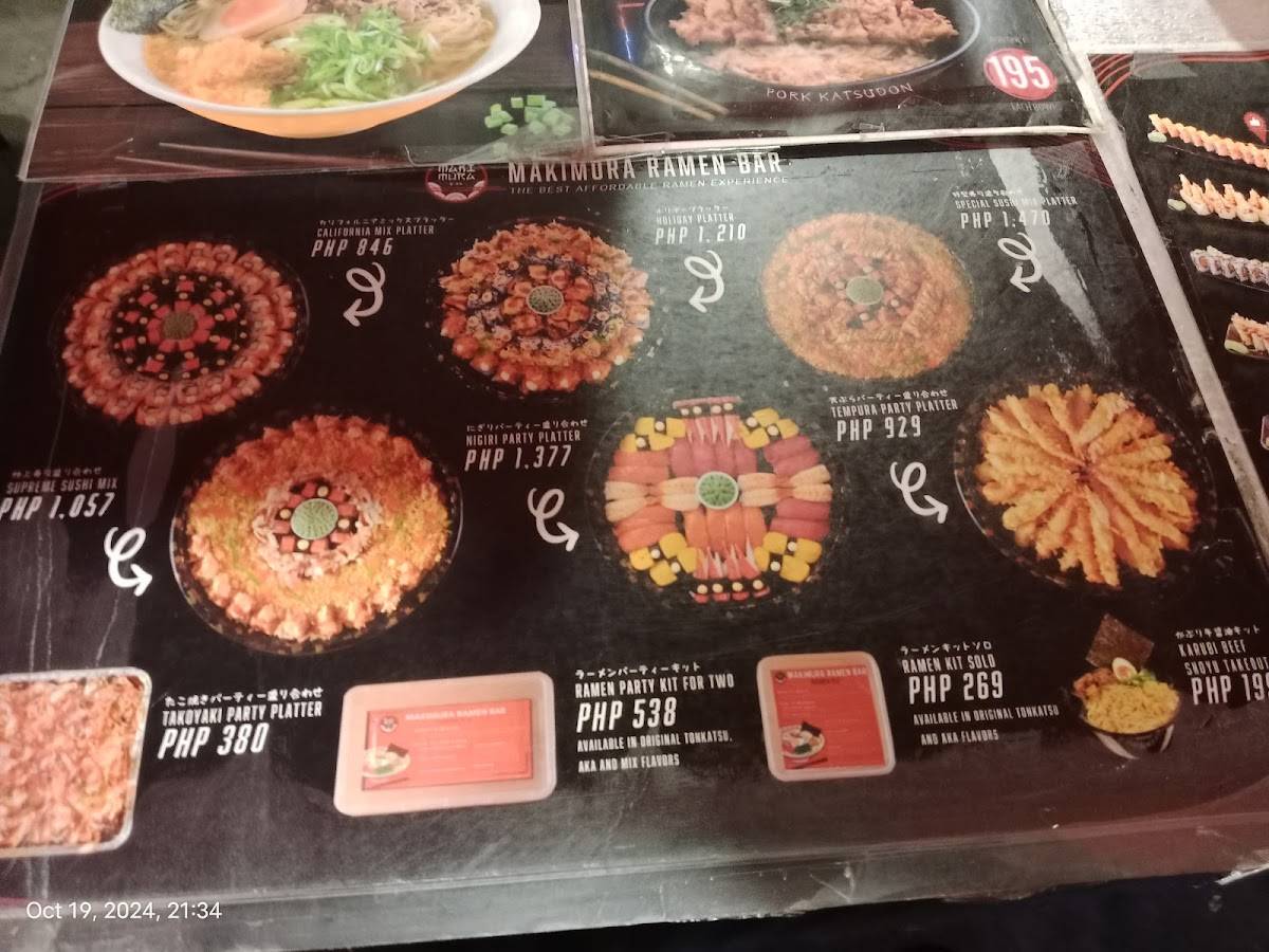 Menu at Makimura Ramen Bar, Angeles, Tinio Building