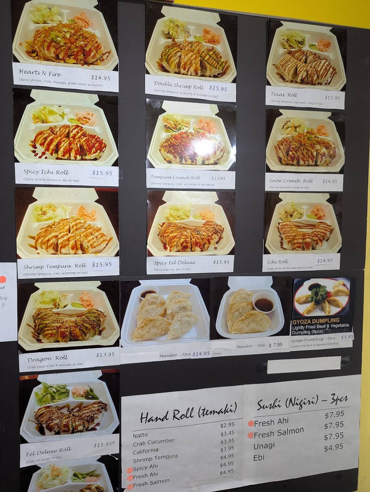 Menu at Makoto Sushi restaurant, Aiea