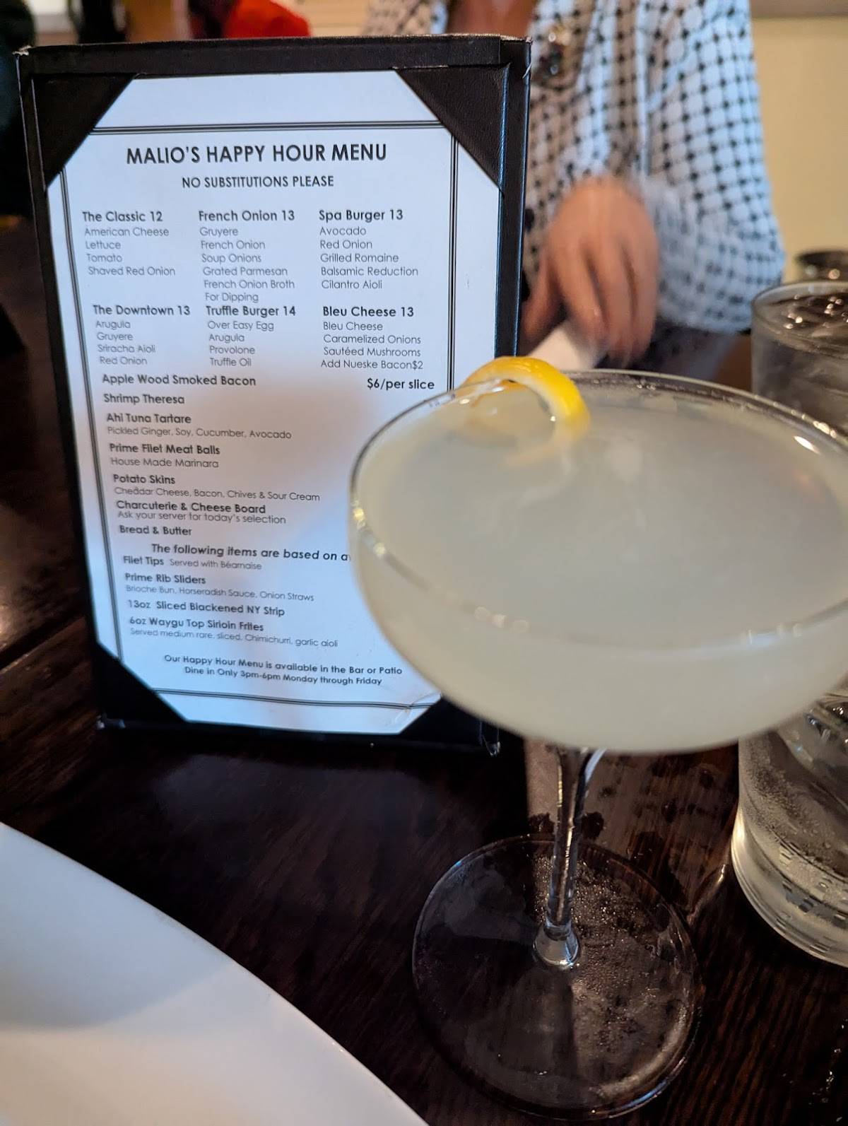 Menu at Malio's steakhouse, Tampa