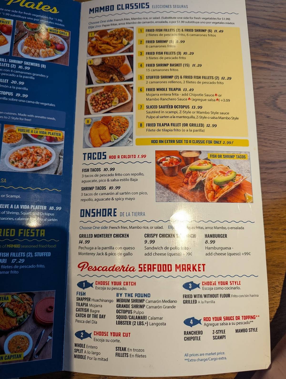 Menu at Mambo Seafood restaurant, Houston, North Fwy