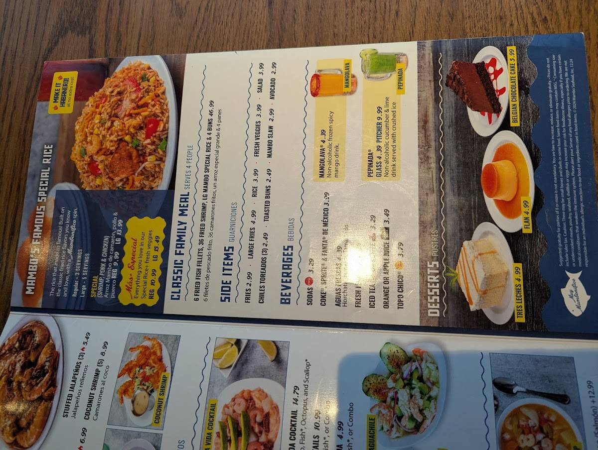 Menu at Mambo Seafood restaurant, Houston, North Fwy