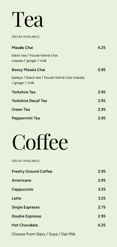 Menu at Mango Restaurant, Wetherby