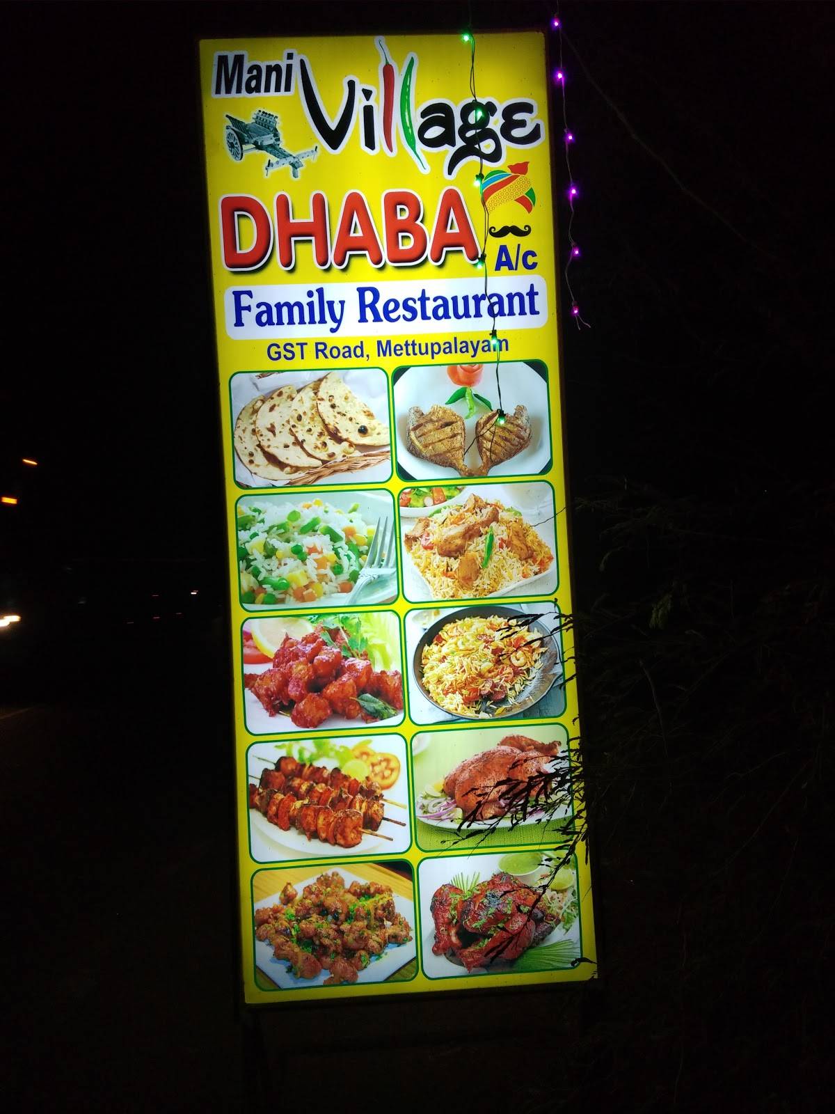 Menu at Mani Village Dhaba, India