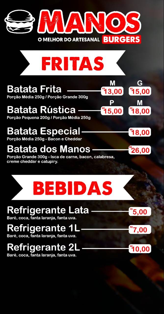Menu em Manos Burgers restaurante, Manaus