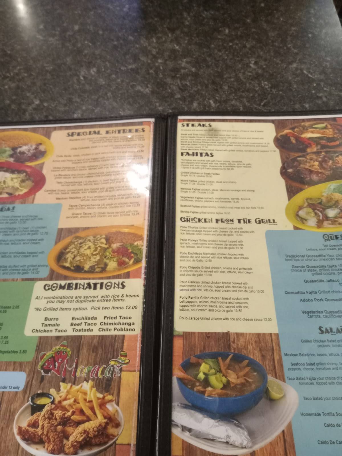 Menu at Maracas restaurant, New Melle