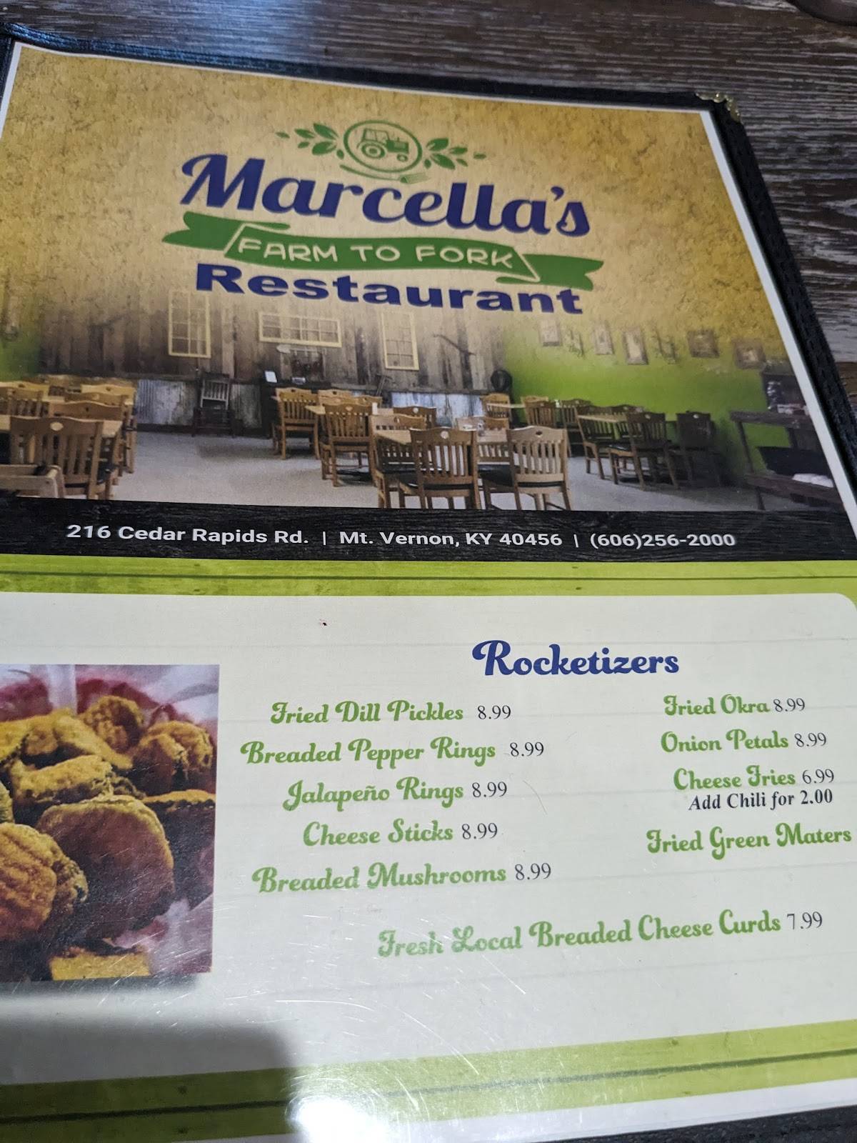 Menu at Marcella's Farm to Fork restaurant, Mount Vernon, 216 Cedar ...