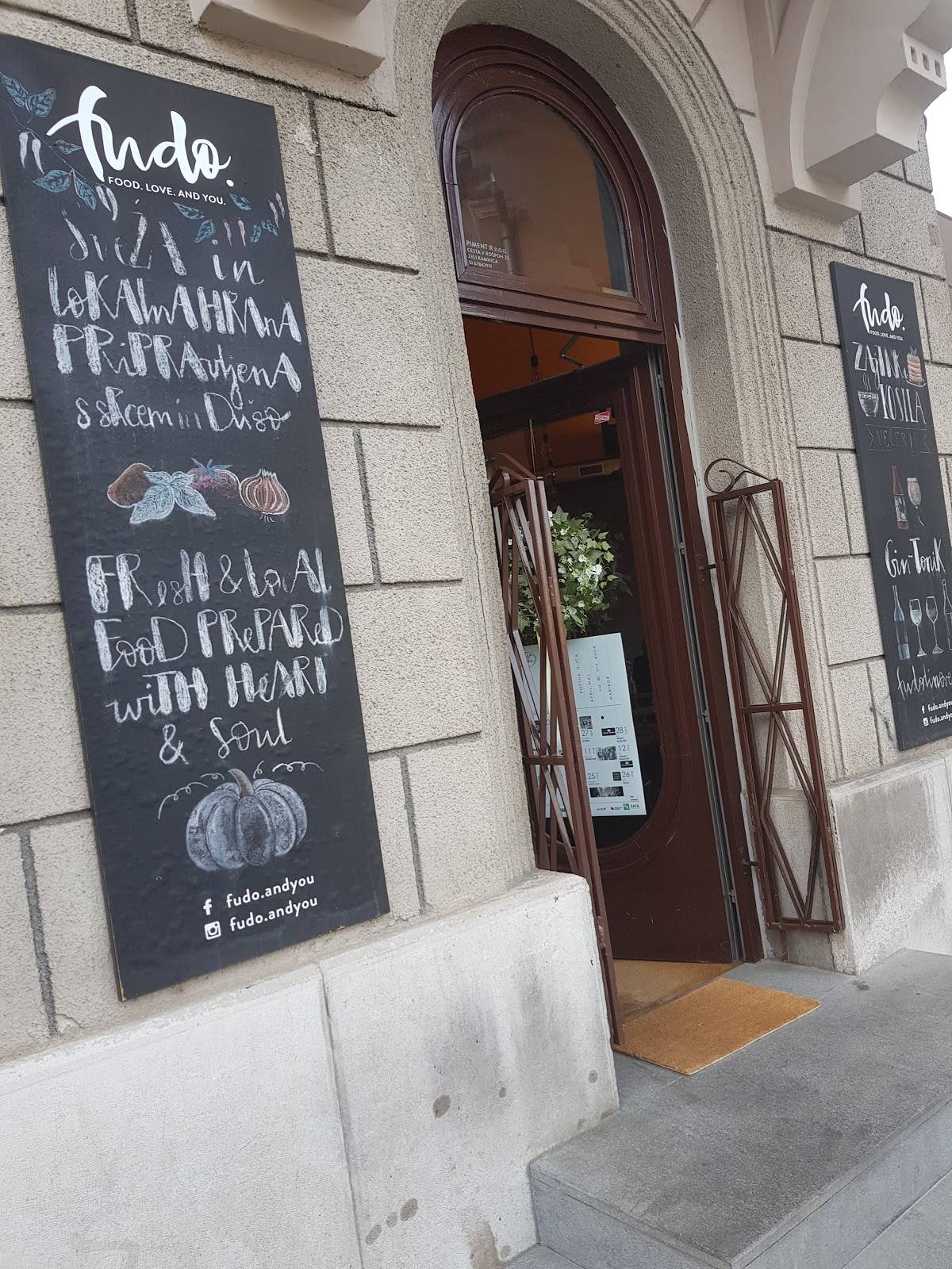 Carta del restaurante Fudo, Maribor