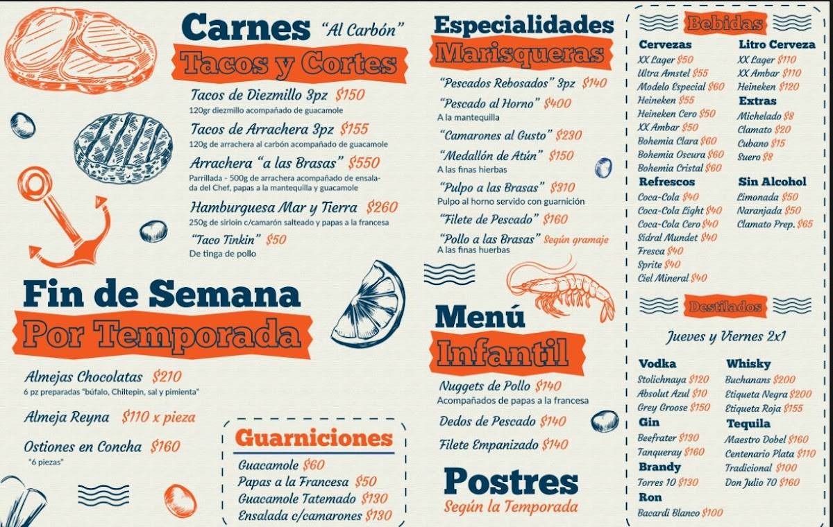 Carta de Mariscos El Barco Marisquero, Mexico