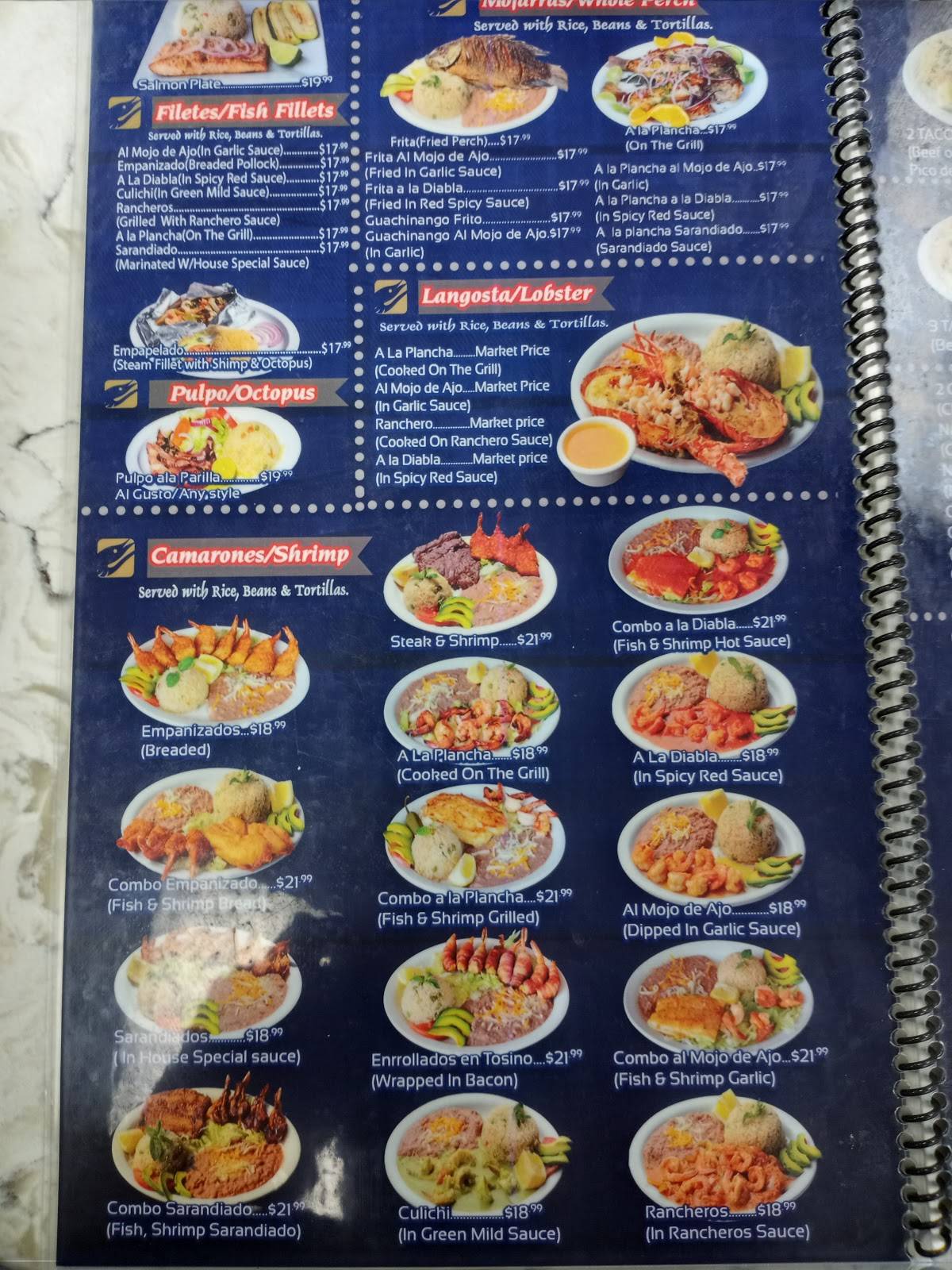 Menu at Mariscos El Puerto Escondido - Inglewood 2 restaurant ...