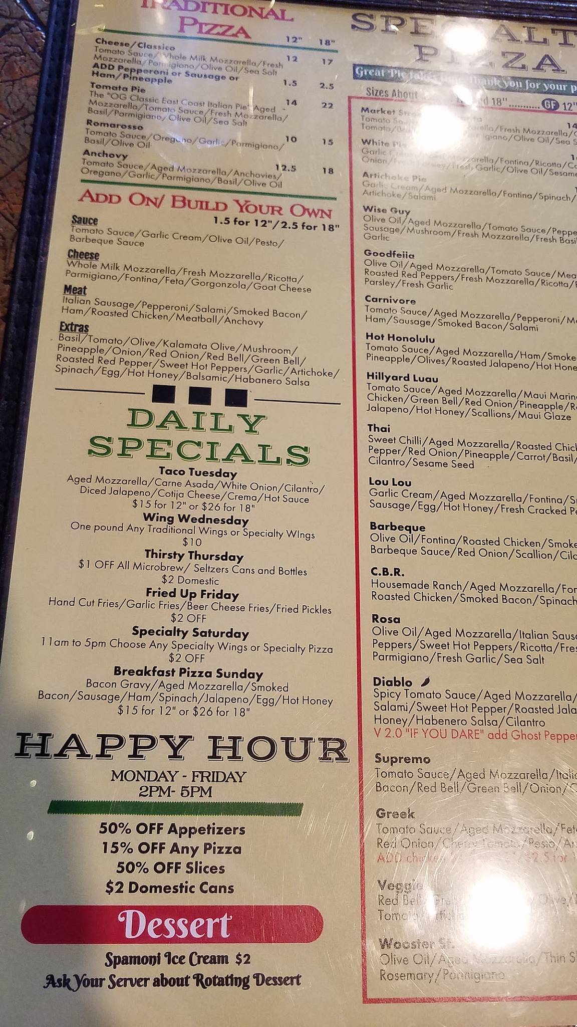 Menu at Market Street Pizza pizzeria, Spokane
