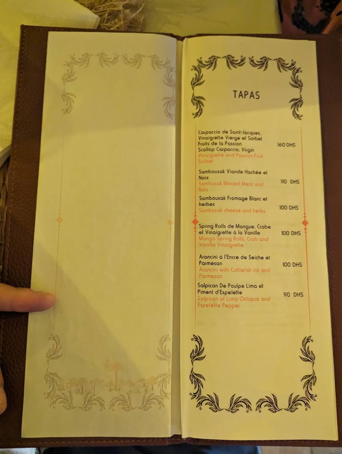 Carta del restaurante MK Rooftop Marrakech, Marrakech