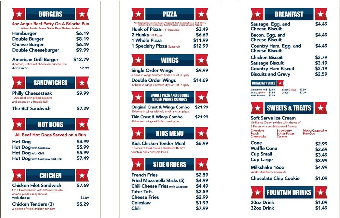 Menu at Mars Hill American Grill restaurant, Mars Hill