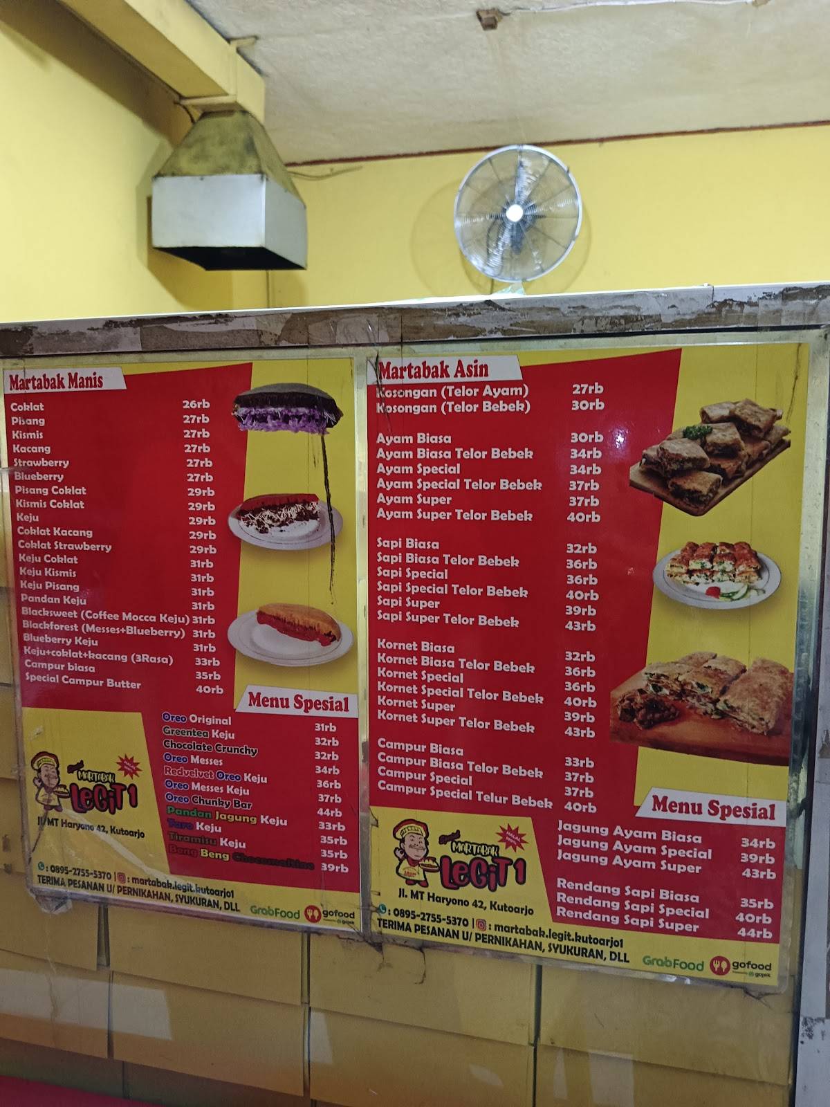 Carta del restaurante Martabak Manis Asin Special Legit, Kutoarjo