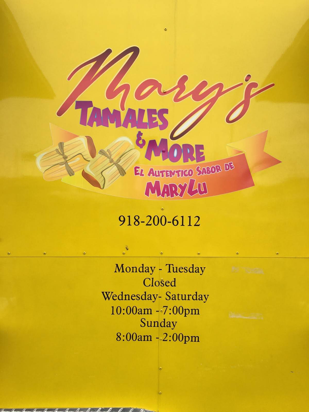 Menu at Mary’s tamales & more restaurant, Tulsa
