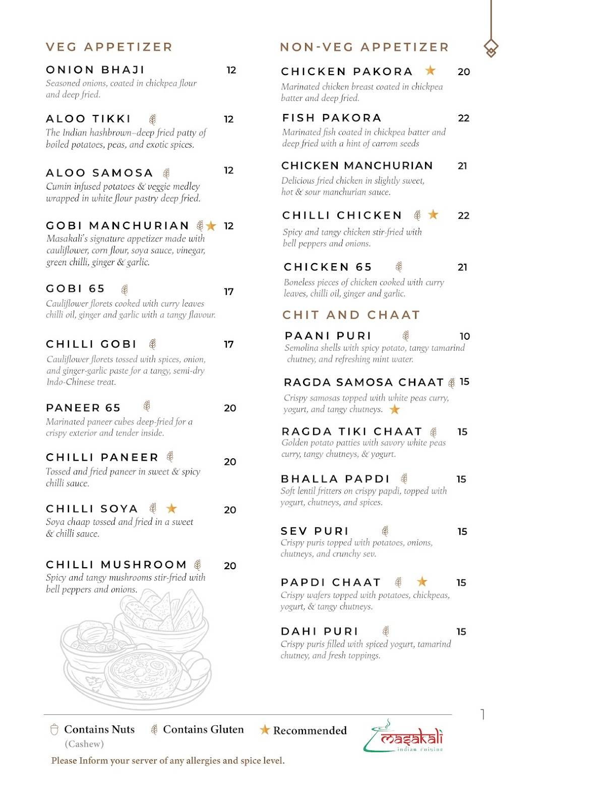 Menu au Masakali Indian Cuisine restaurant, Ottawa, Hazeldean Rd Unit C3-1