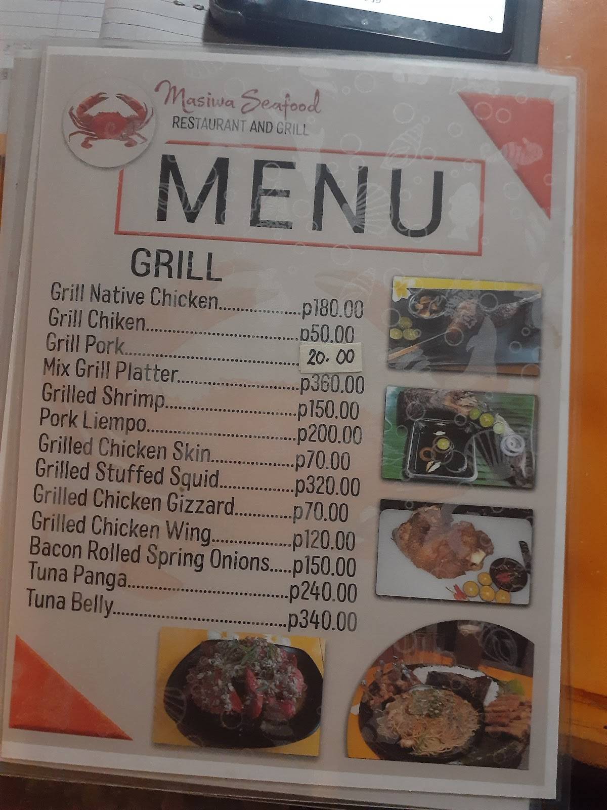 Menu at Masiwa Seafoods Restaurant and Grill, Lapu-Lapu City
