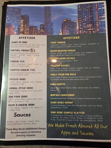 Menu at Fizzlestix restaurant, Massillon