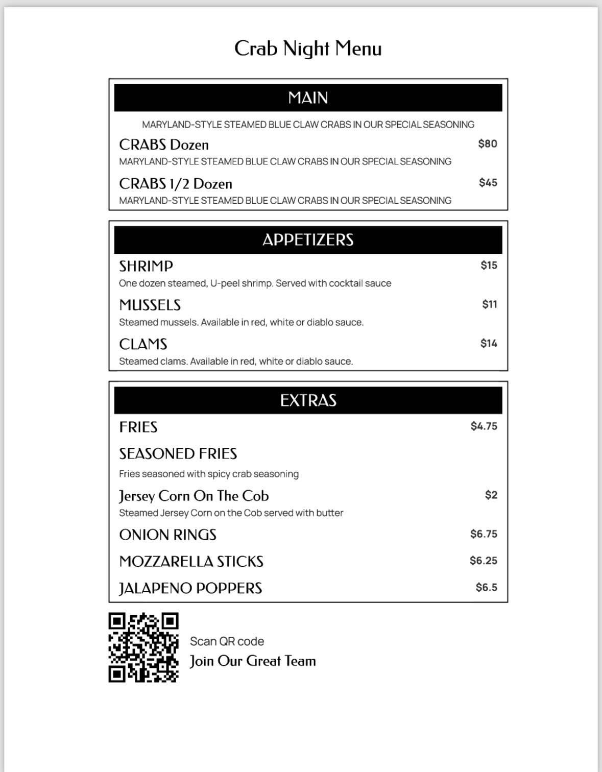 Menu at Maxi's pub & bar, Marcus Hook