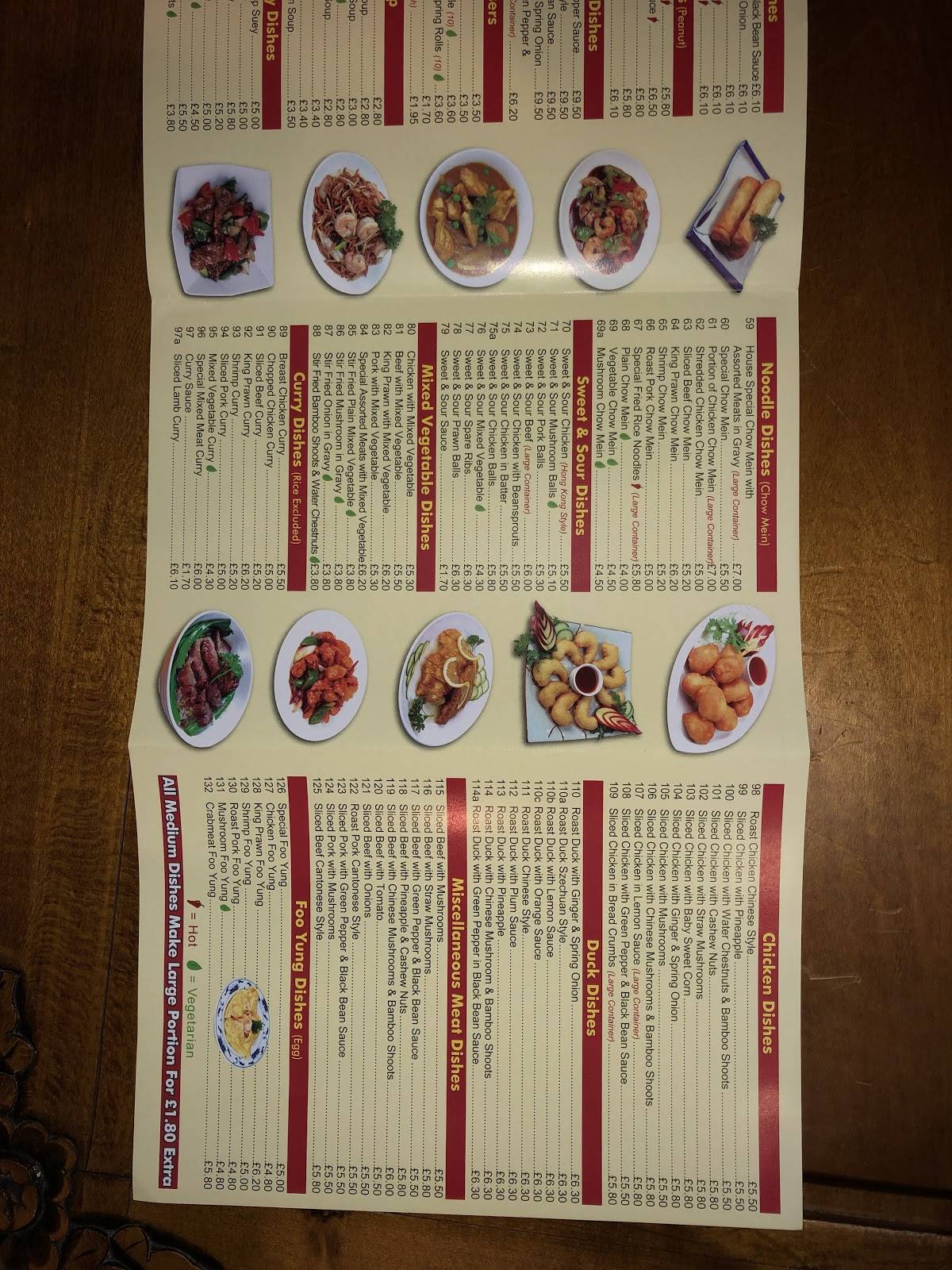 Menu at Mayflower restaurant, Dunstable