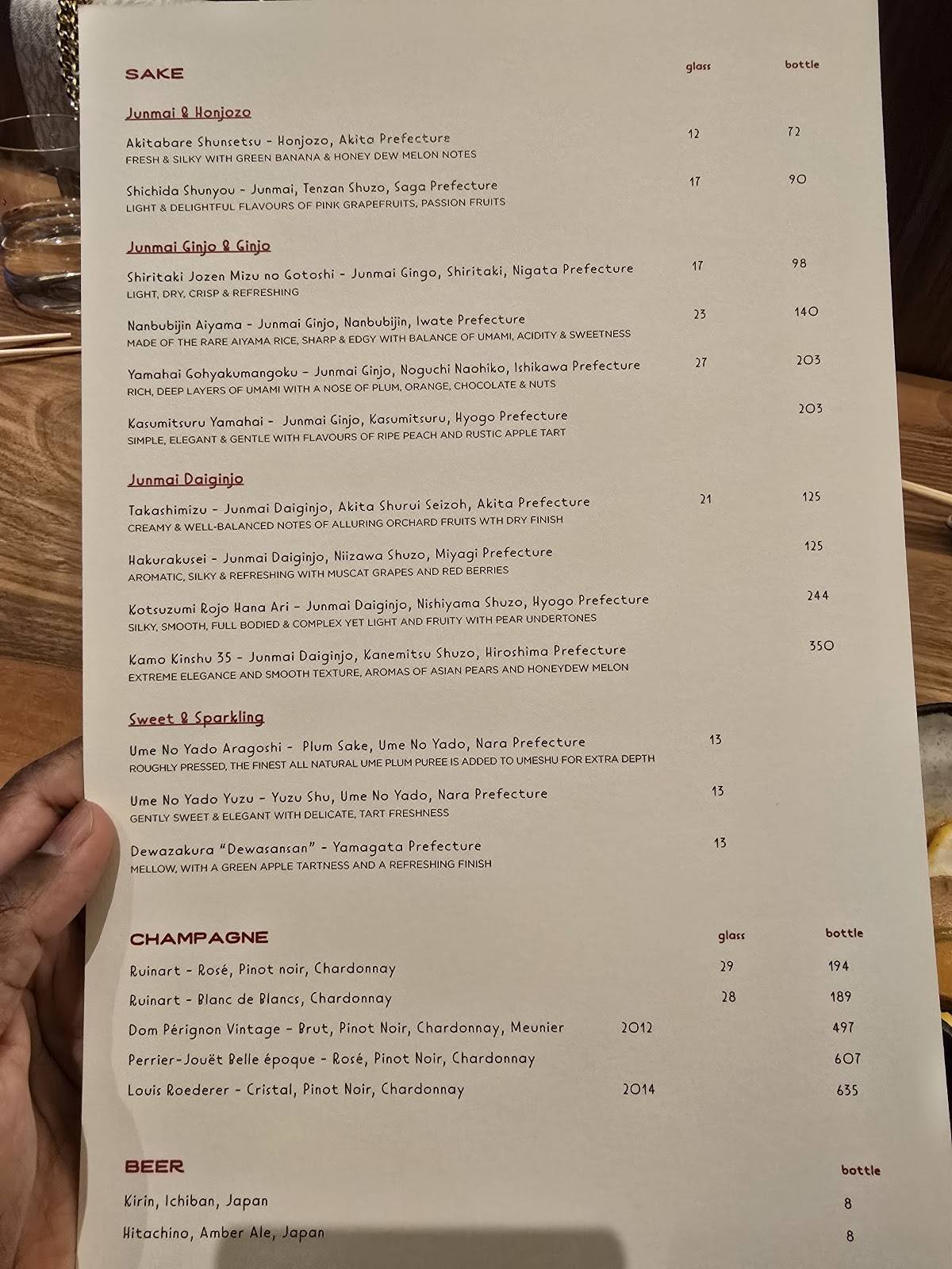 Menu at Mayha restaurant, London