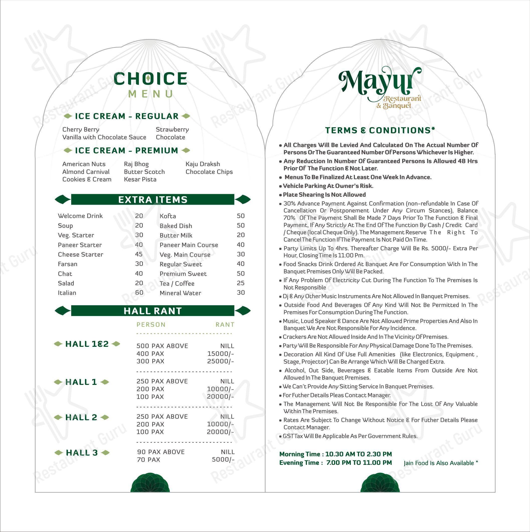 Menu at Mayur Restaurant & Banquet, Ahmedabad, Jasodanagar cross road