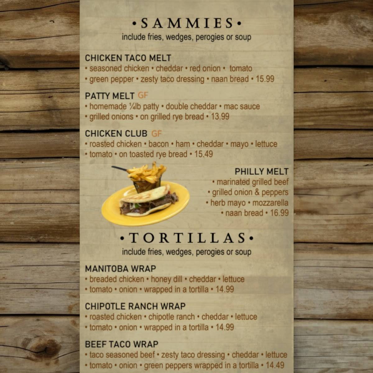 Menu at McGee's Original Grill restaurant, Carman
