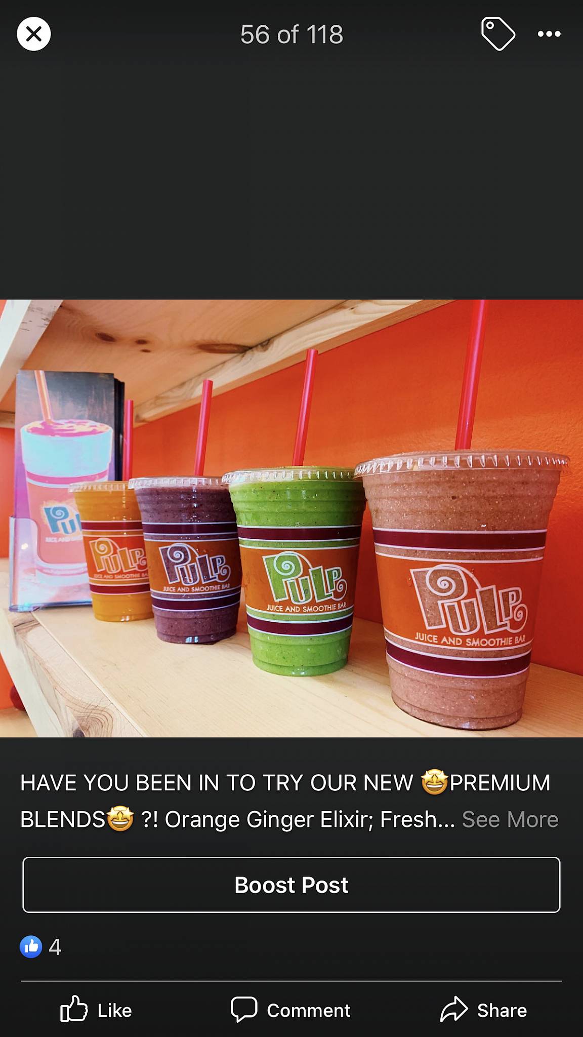 Menu at Pulp Juice and Smoothie Bar, Medina, N Court St