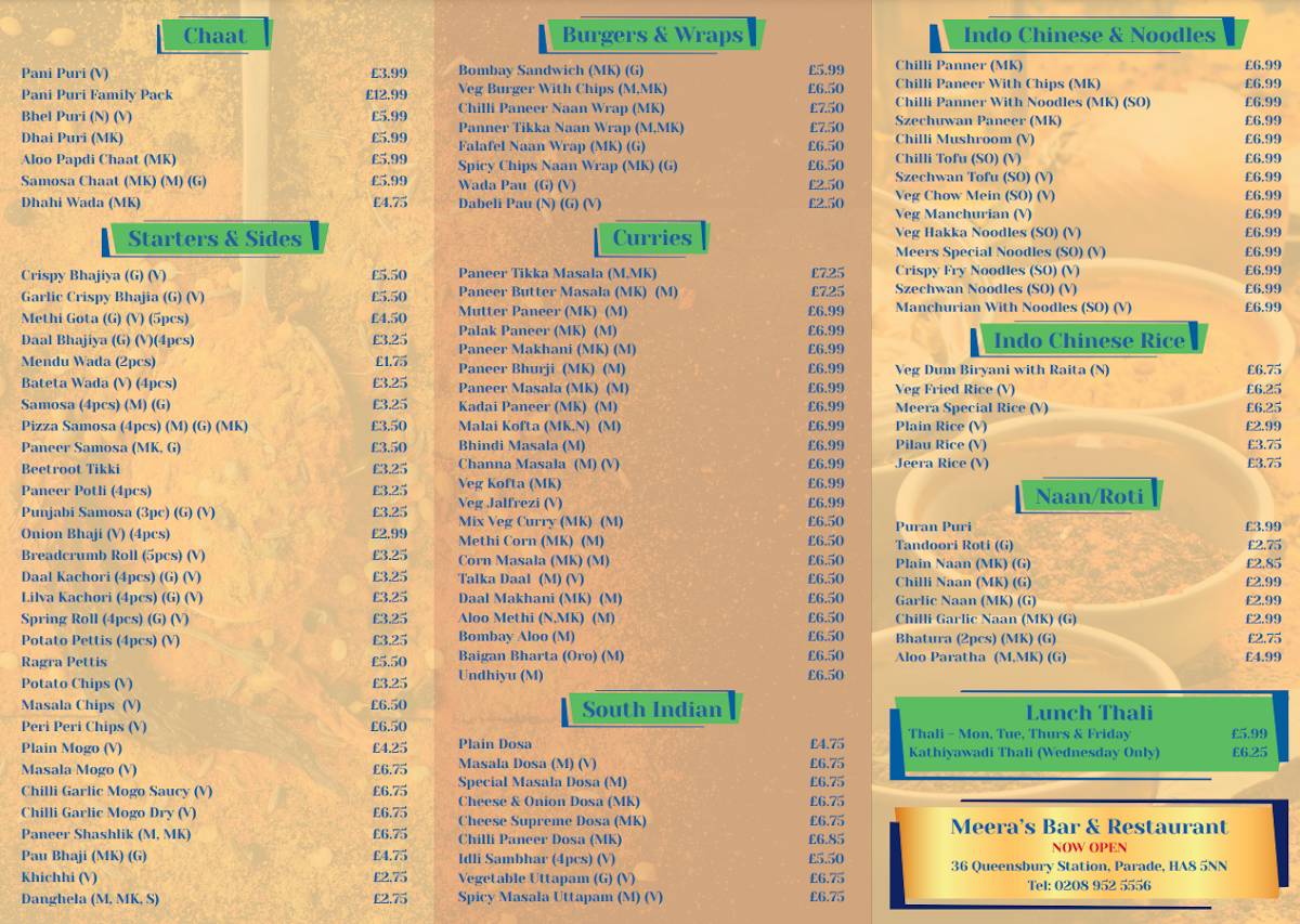 Menu at Meera Xpress fast food, Harrow, 205 Streatfield Rd