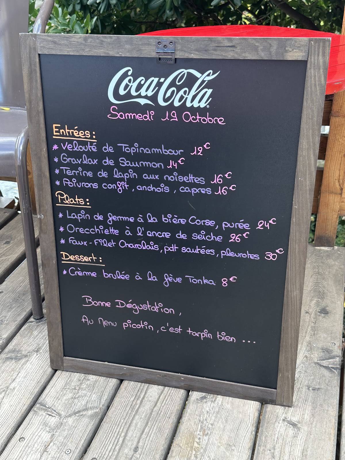 Menu at Menu Picotin restaurant, Marseille