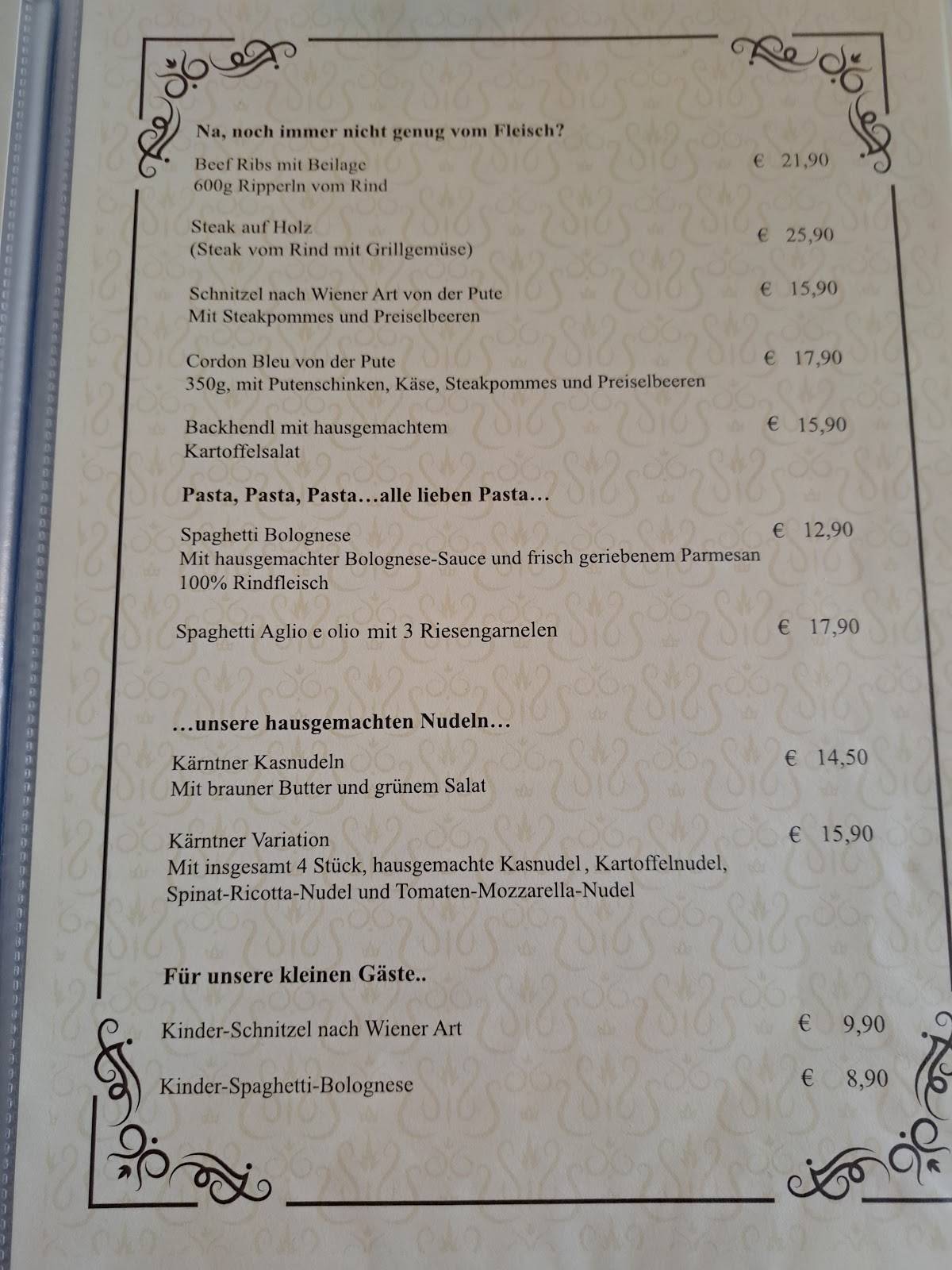 Speisekarte von Merak Restaurant, Spittal an der Drau