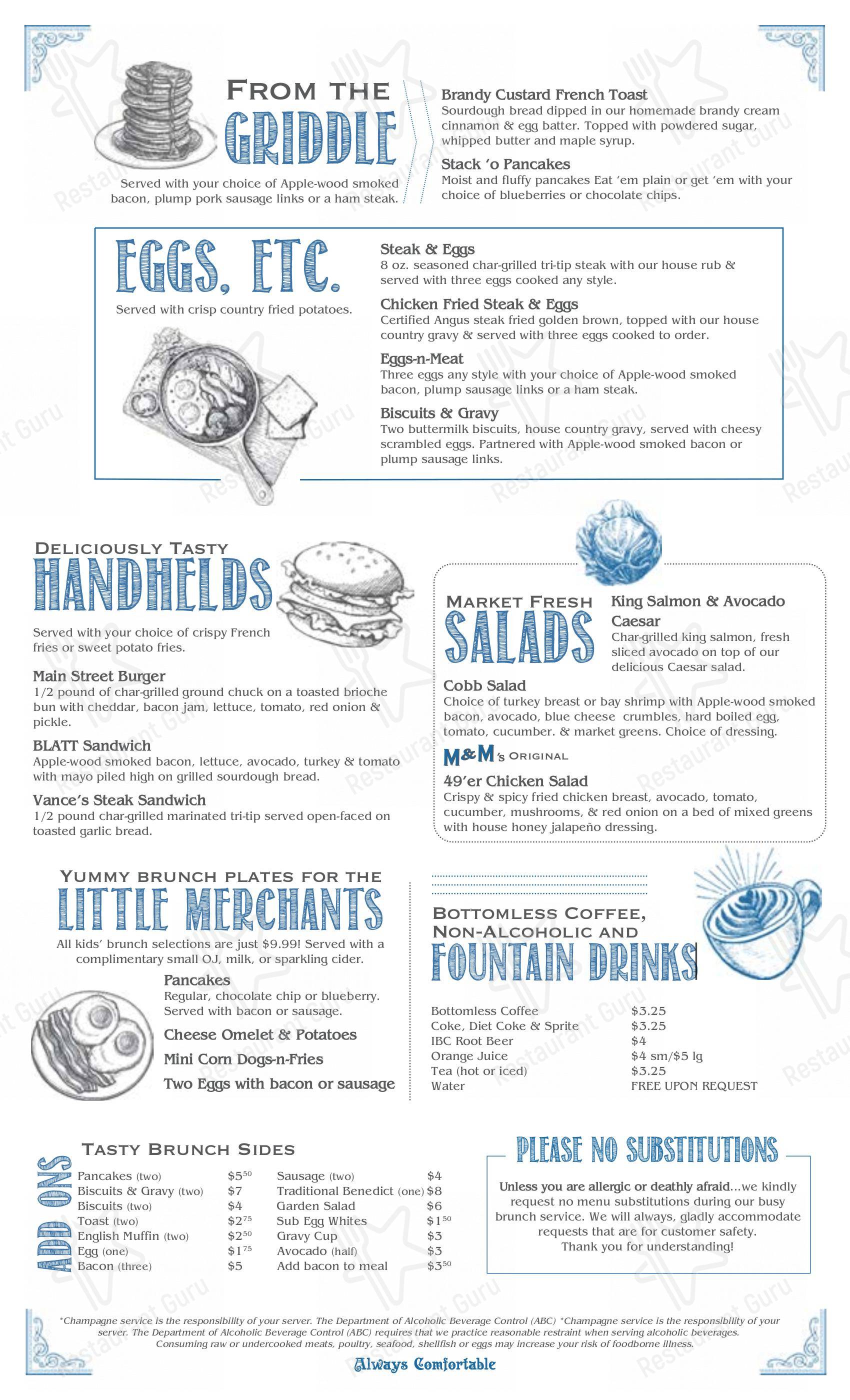 Menu at Merchant & Main Grill & Bar, Vacaville
