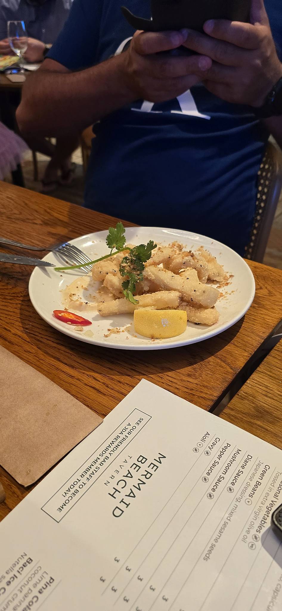 Menu at Mermaid Beach Tavern restaurant, Mermaid Beach