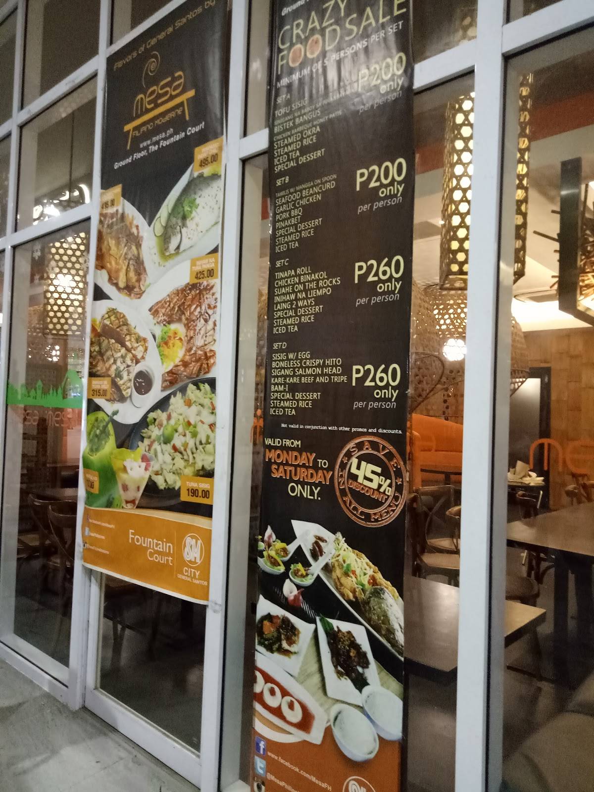 Menu at Mesa Filipino Moderne restaurant, General Santos City