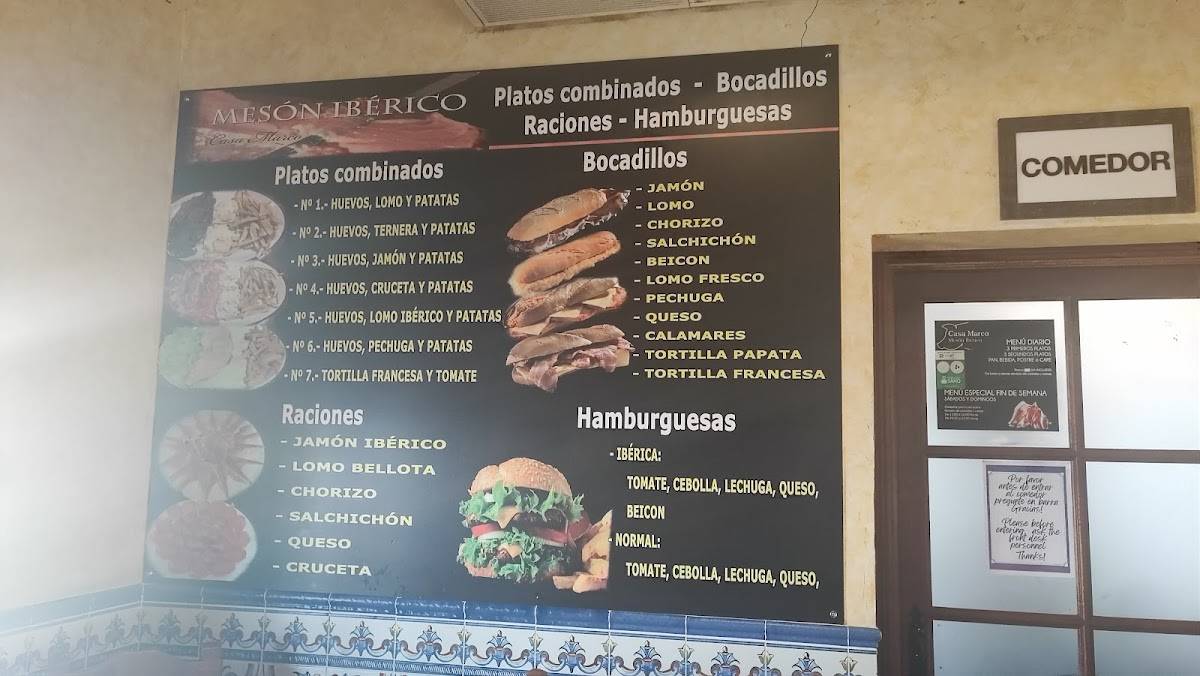 Carta del restaurante Meson Ibérico Casa Marco, Fresno Alhándiga