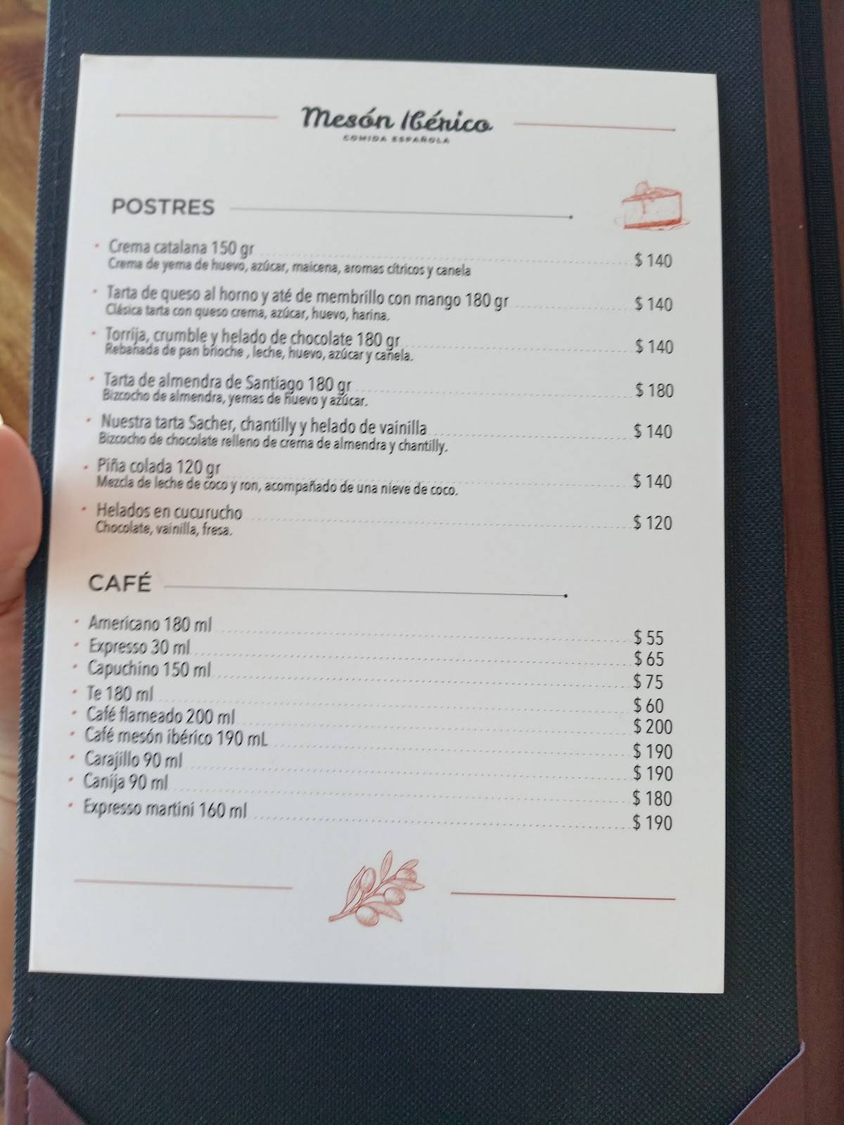 Menu at Mesón Ibérico restaurant, Puerto Vallarta