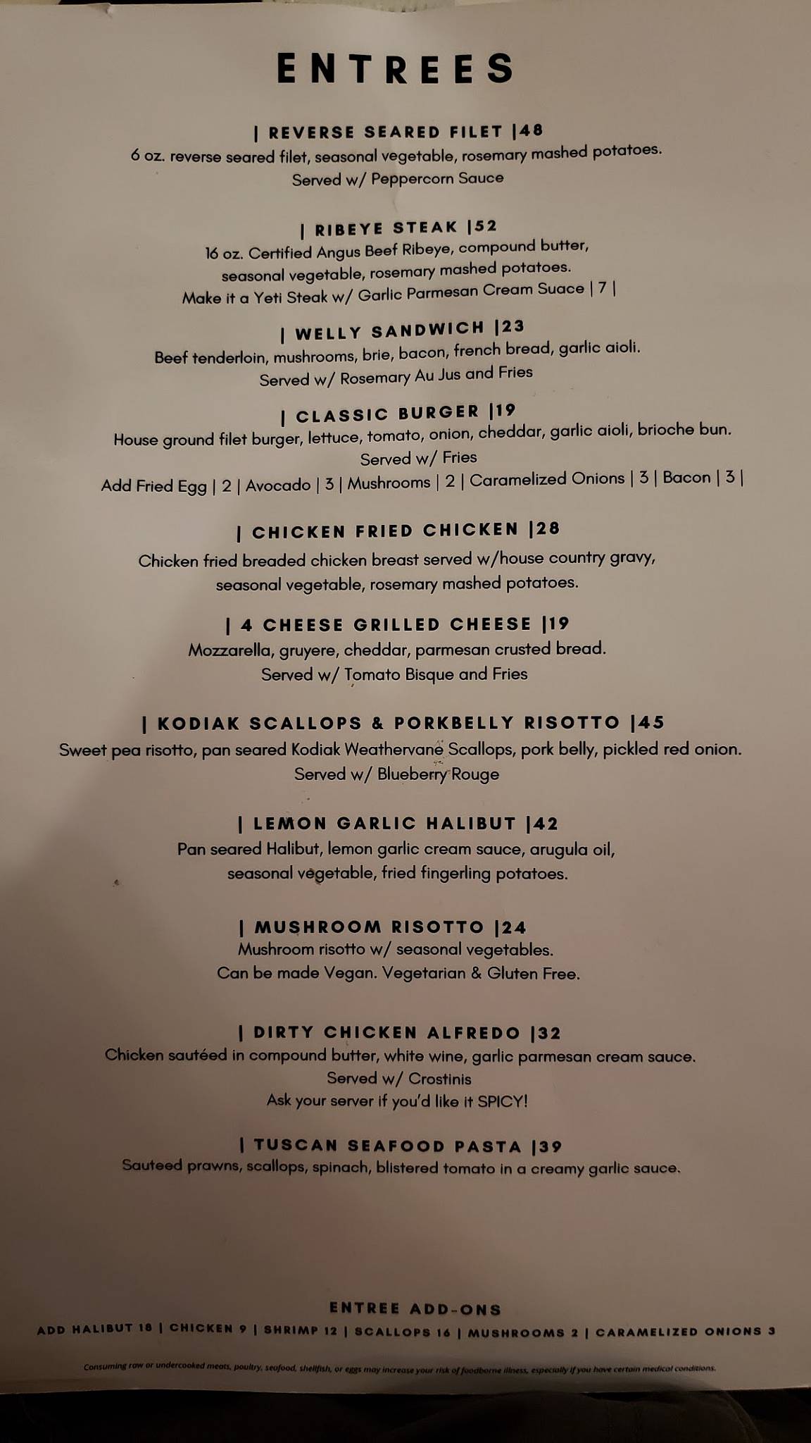 Menu at Meta & Rose Restaurant, Wasilla